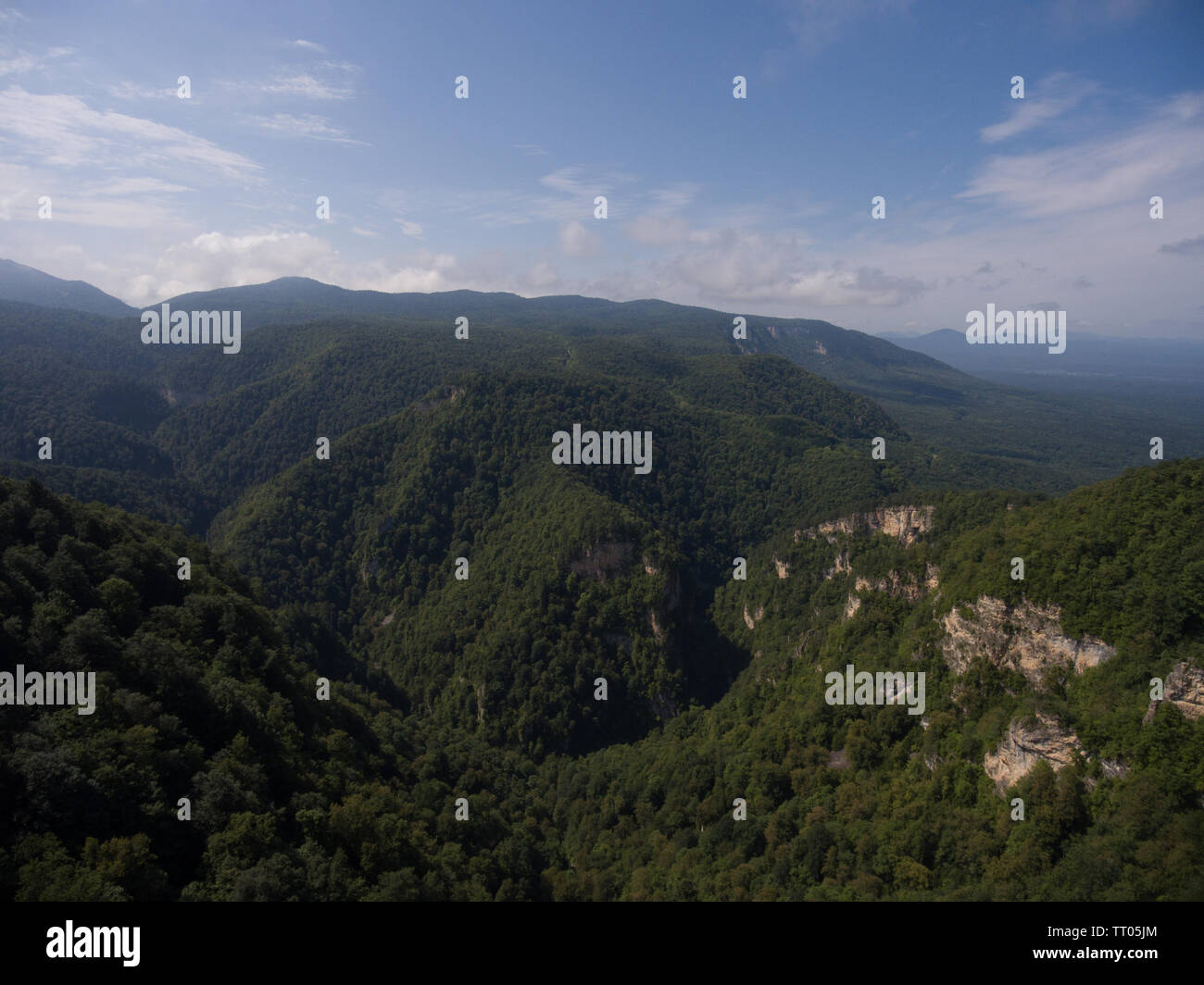 Aerial Photos. Beautiful view of the mountain valley wooded Stock Photo ...