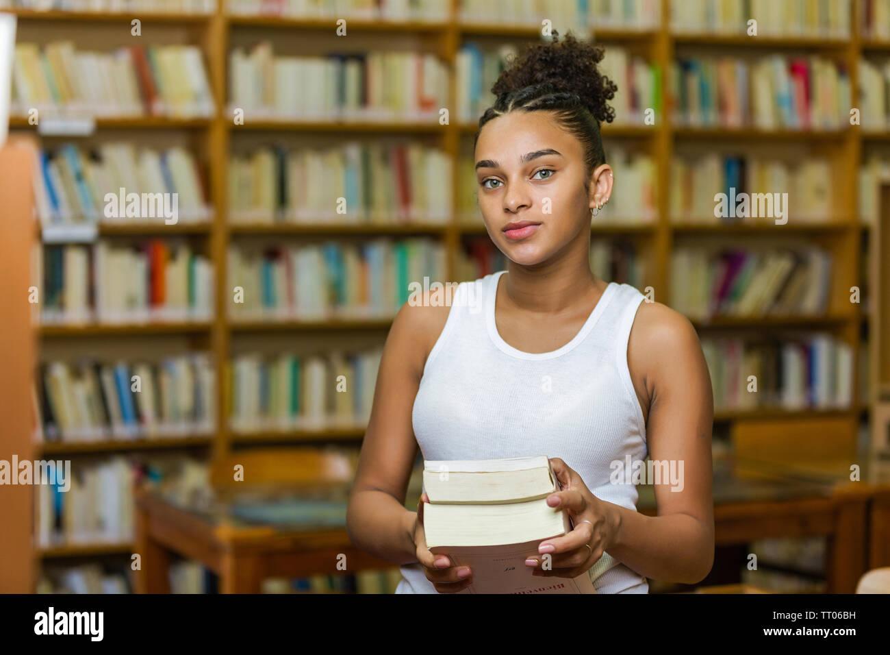 Black african american young girl student studying at the school ...