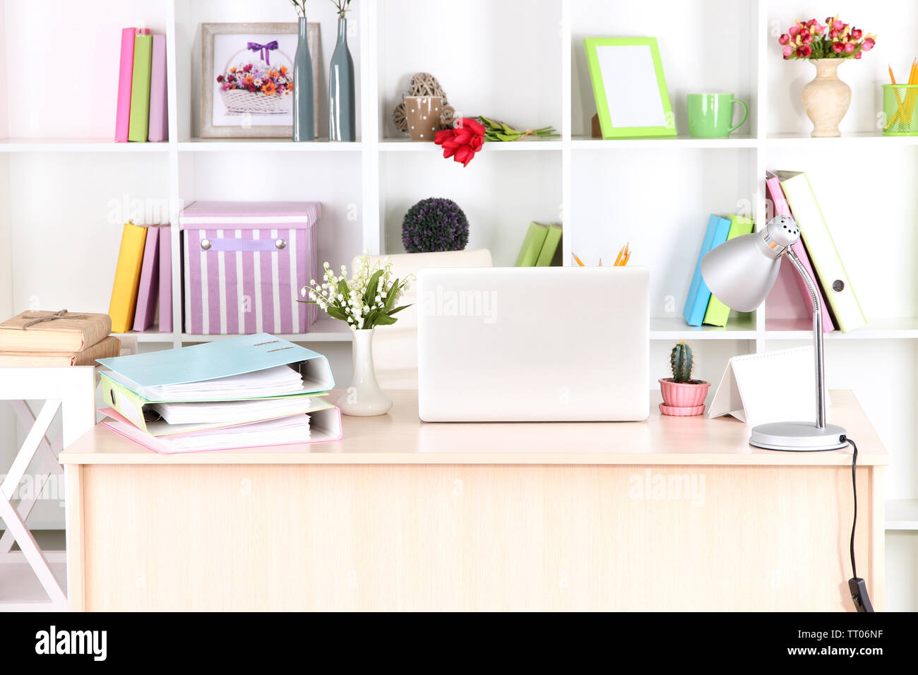Workplace with laptop, close up Stock Photo - Alamy