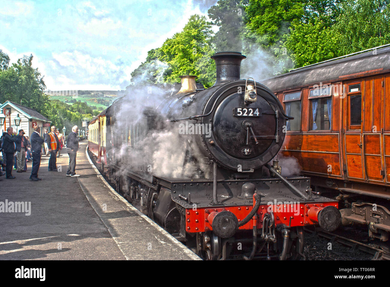 steam train in station Stock Photo - Alamy
