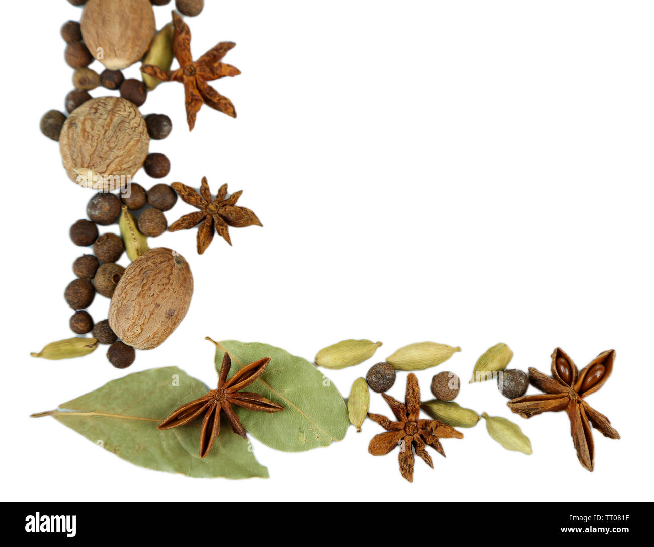 Spices border isolated on white hi-res stock photography and images - Alamy