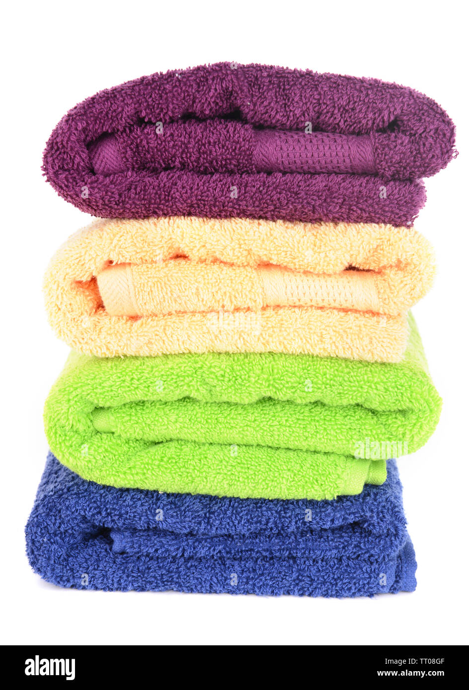 Bright towels isolated on white Stock Photo - Alamy