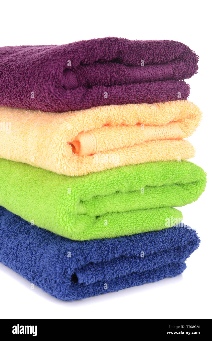 Bright towels isolated on white Stock Photo - Alamy