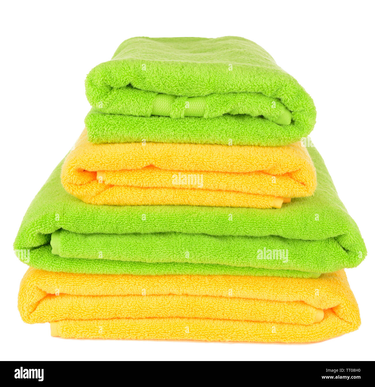 Bright towels isolated on white Stock Photo - Alamy