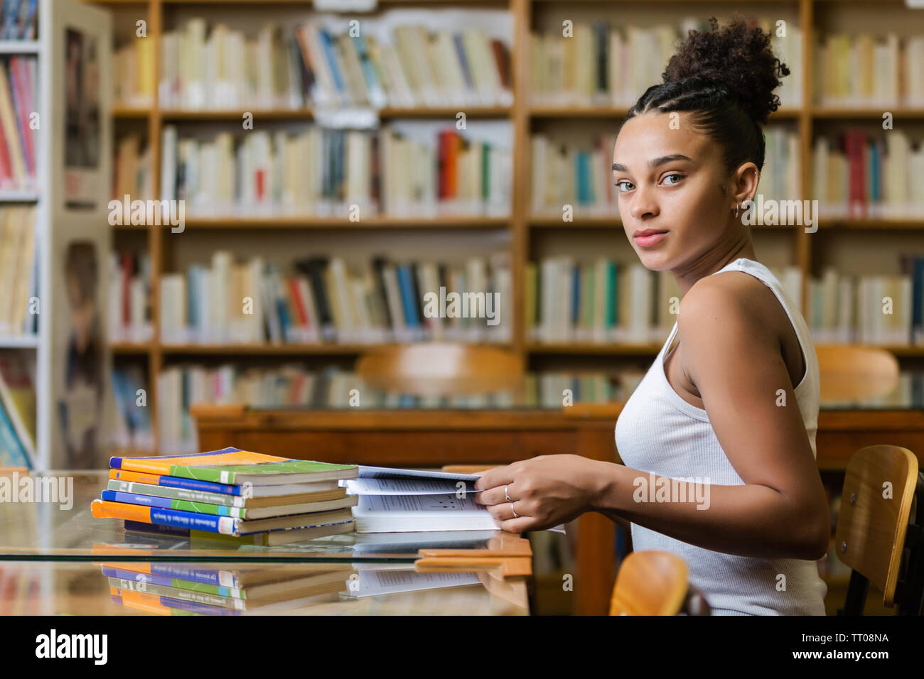 Black african american young girl student studying at the school ...