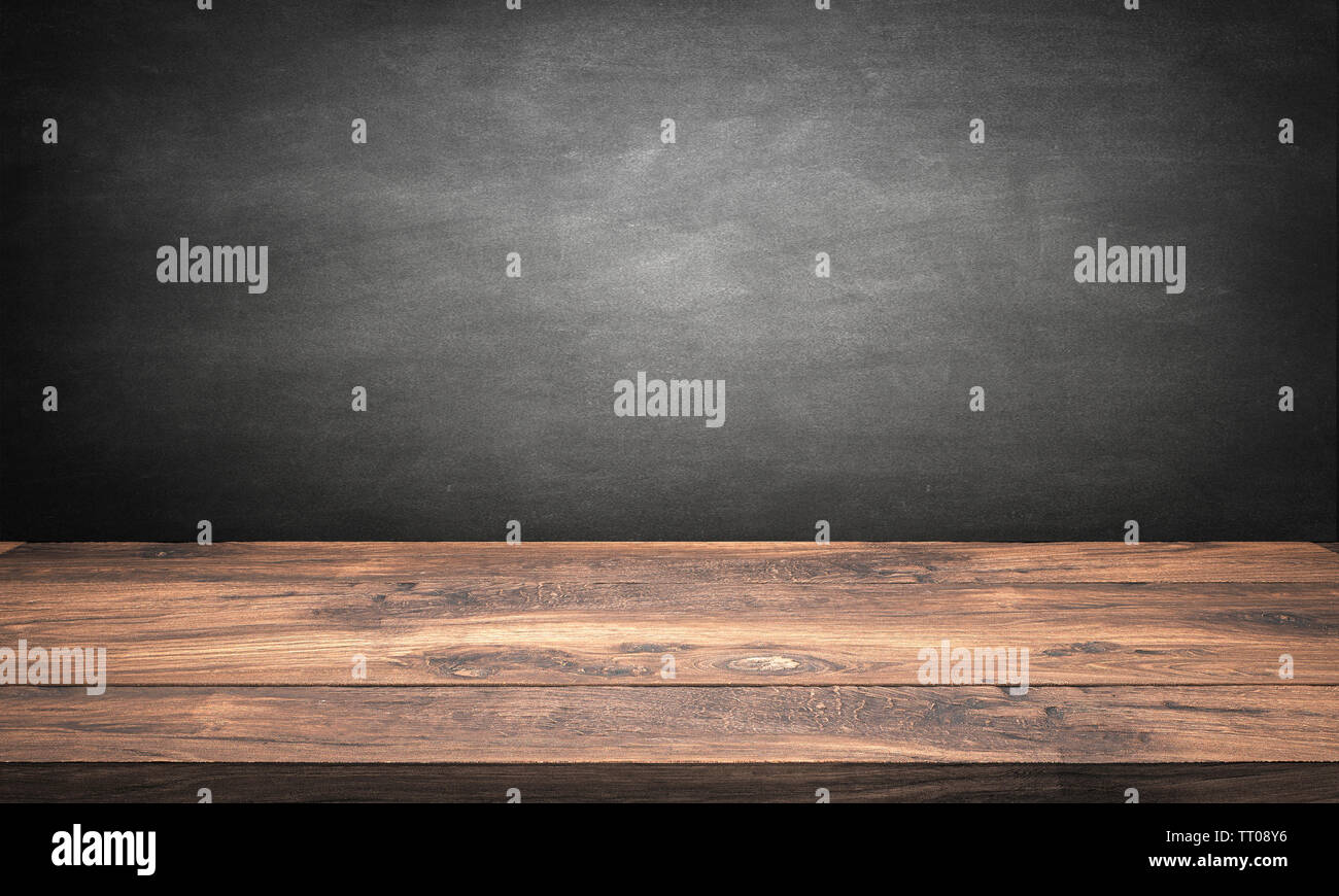rustic wooden table with grey background Stock Photo - Alamy