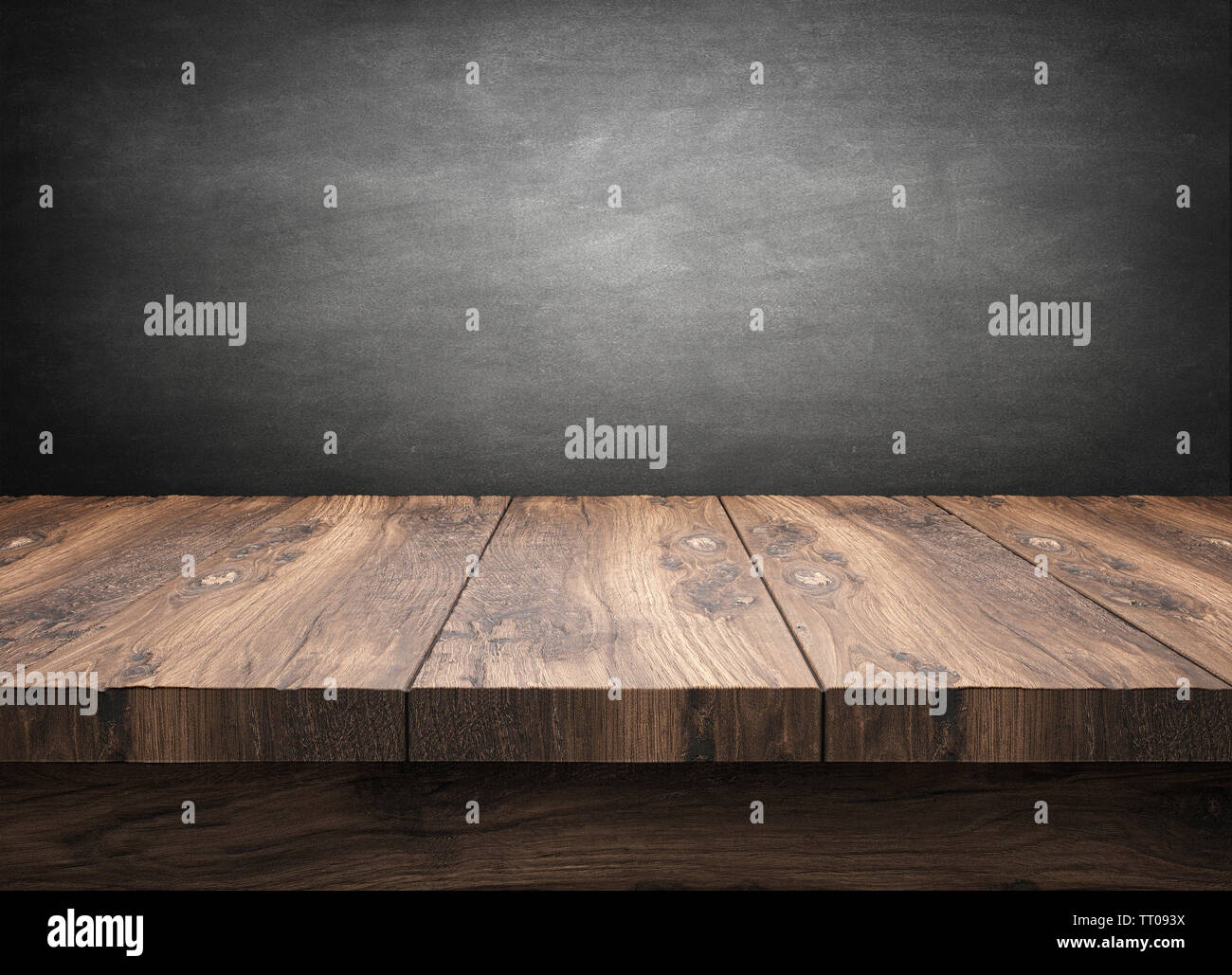 rustic wooden table with grey background Stock Photo - Alamy