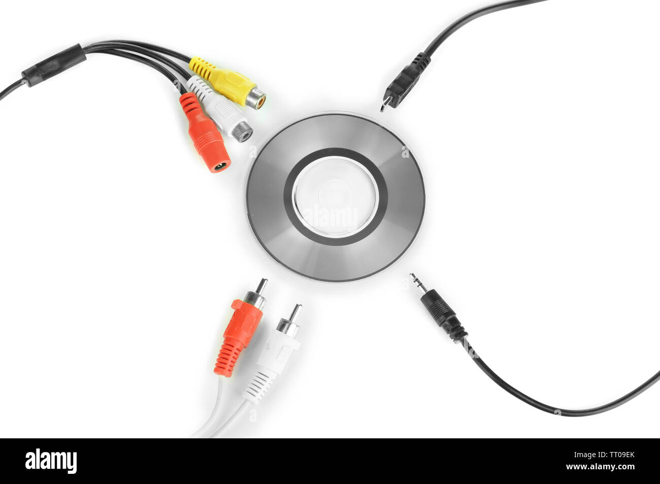 Disk and various connector cables isolated on white Stock Photo - Alamy