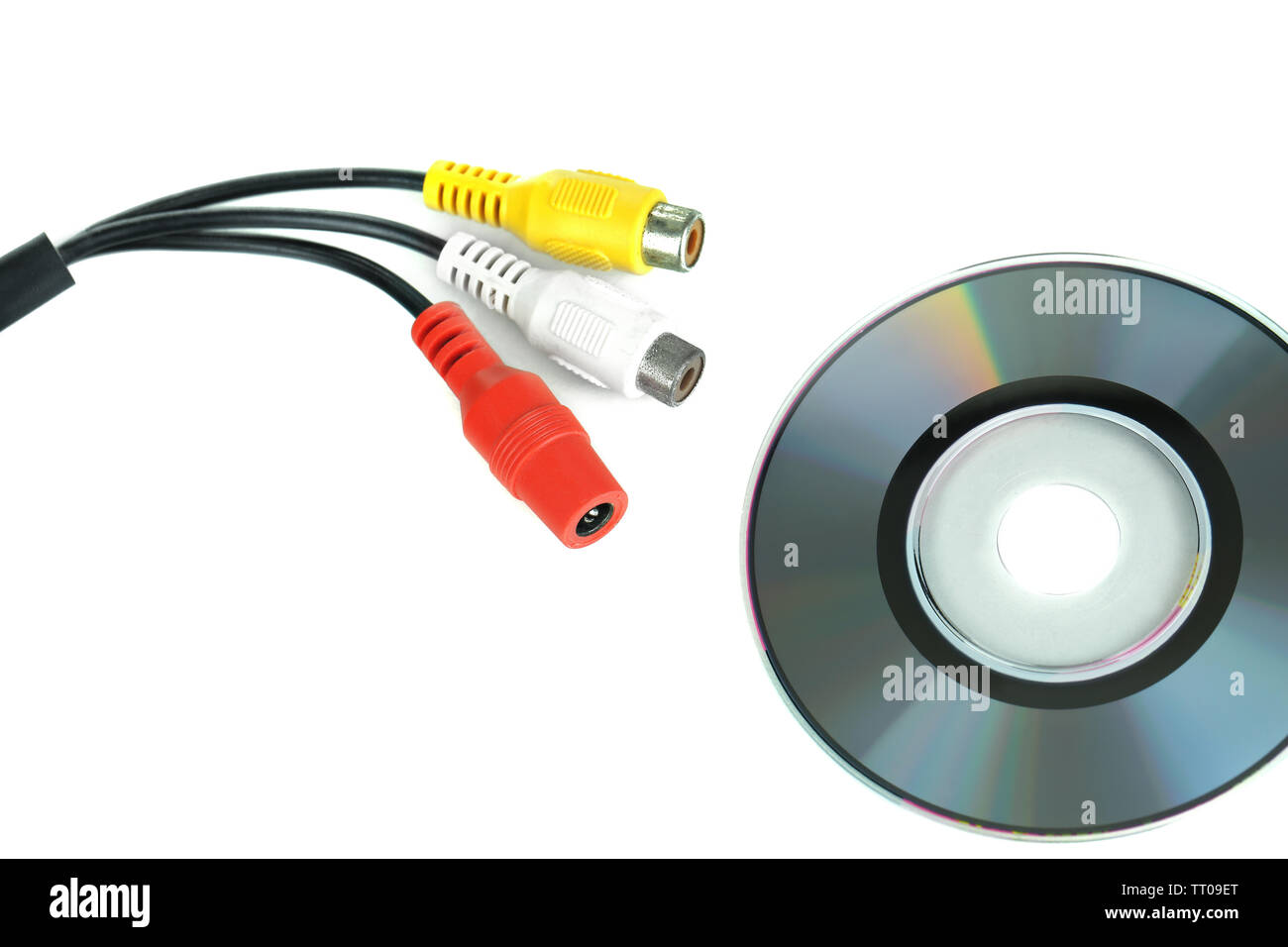 Disk and various connector cables isolated on white Stock Photo - Alamy
