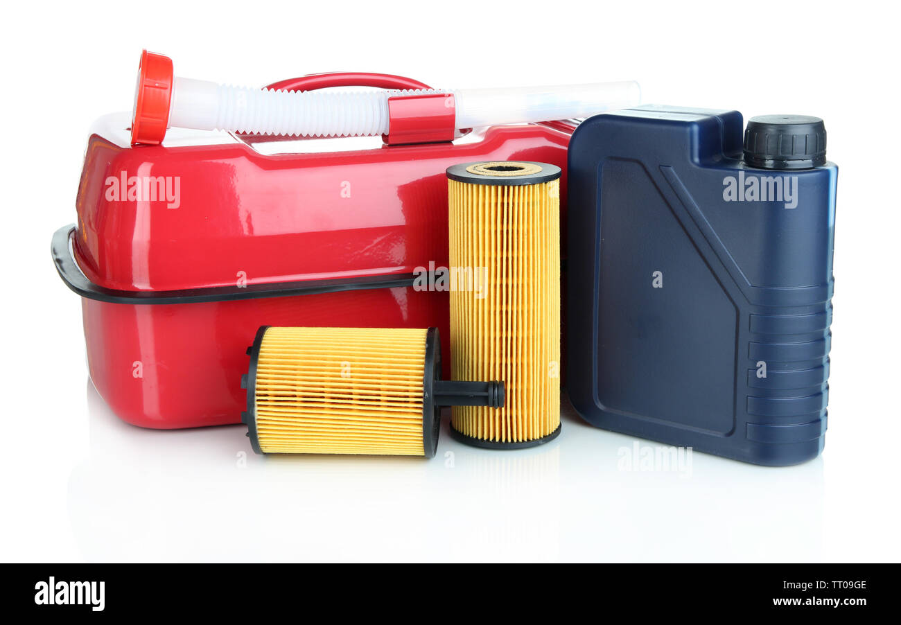 Diesel and oil canisters isolated on white Stock Photo - Alamy