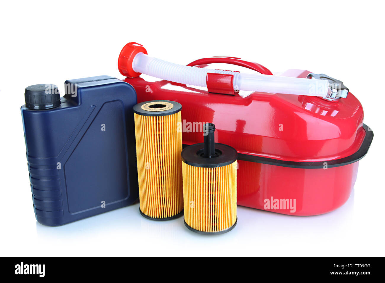 Diesel and oil canisters isolated on white Stock Photo - Alamy