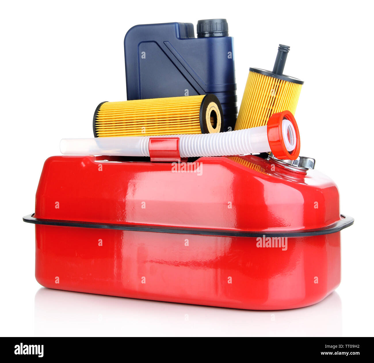 Diesel and oil canisters isolated on white Stock Photo - Alamy