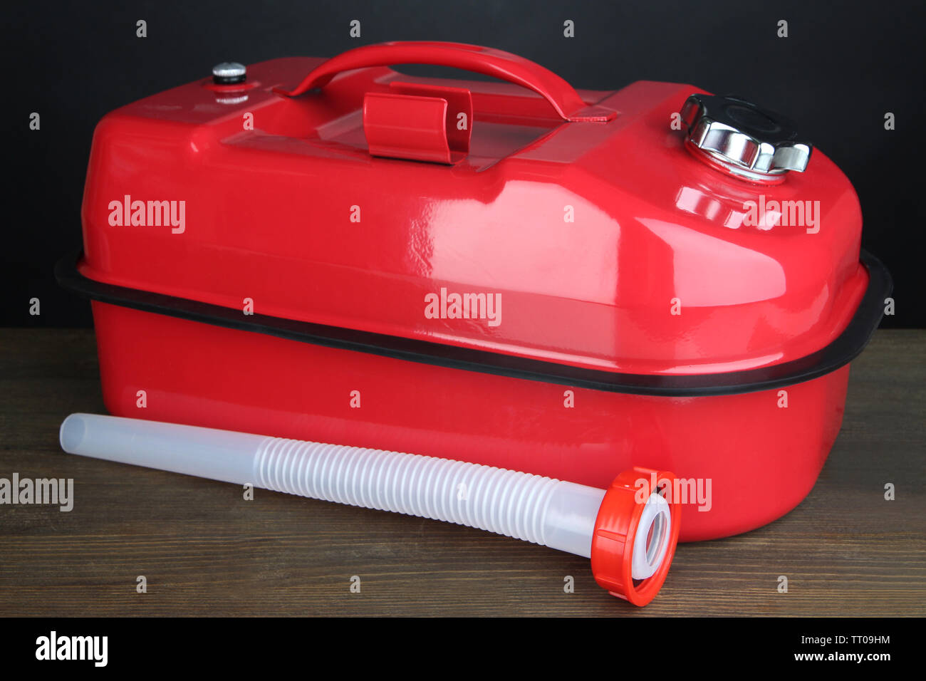 Red diesel canister on grey background Stock Photo - Alamy
