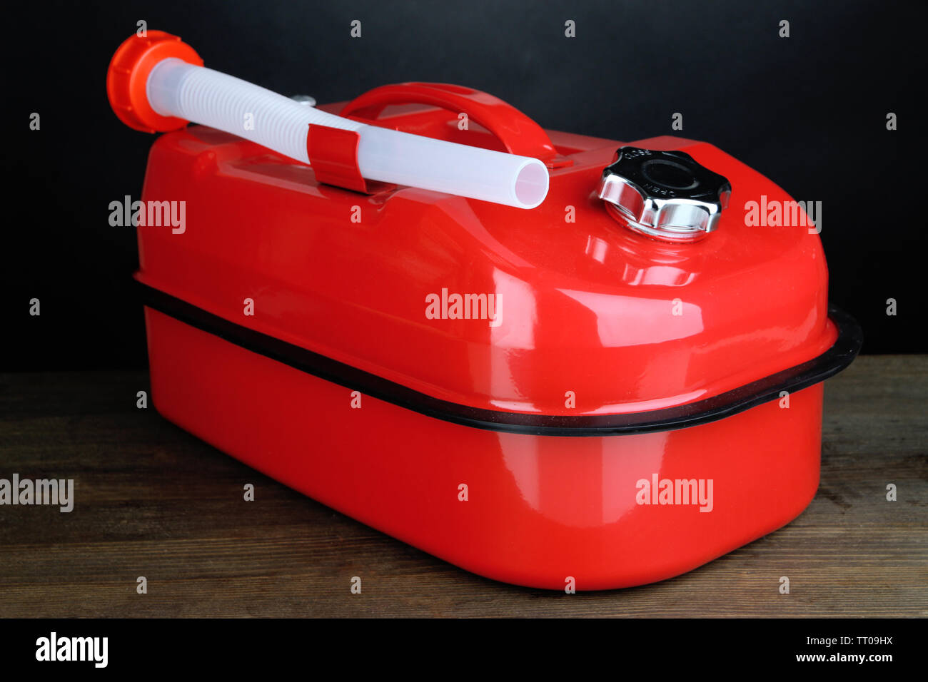 Red diesel canister on grey background Stock Photo - Alamy