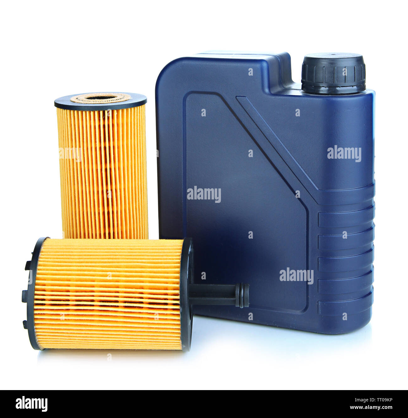 Motor oil canister and filters isolated on white Stock Photo - Alamy