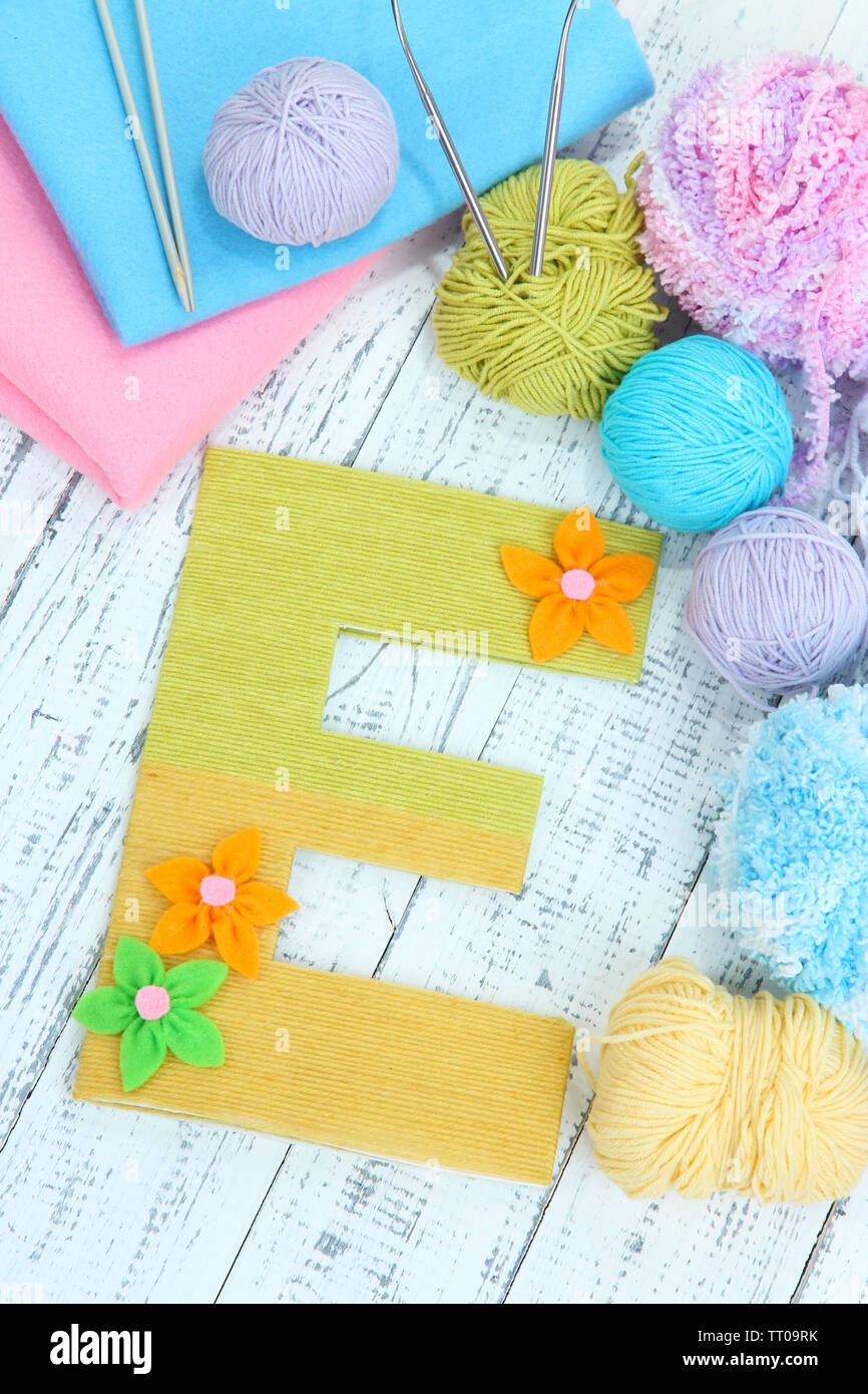 One letter of knit handmade alphabet close up Stock Photo - Alamy