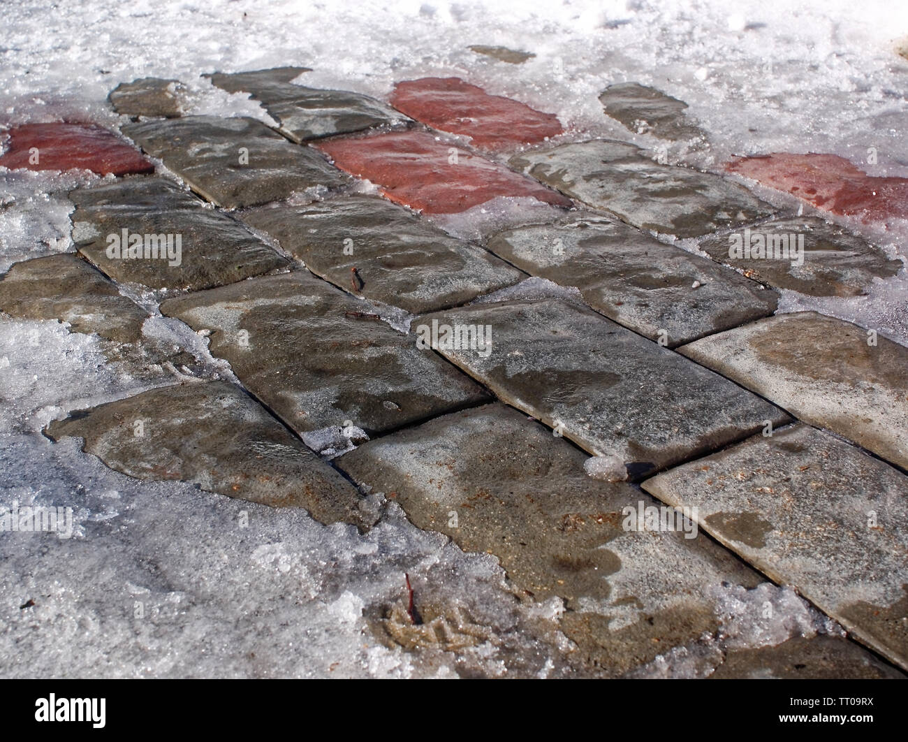 stone path in the Park in winter, Moscow Stock Photo - Alamy