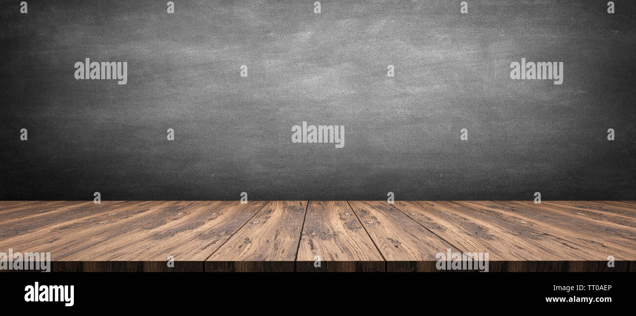 rustic wooden table with grey background Stock Photo - Alamy