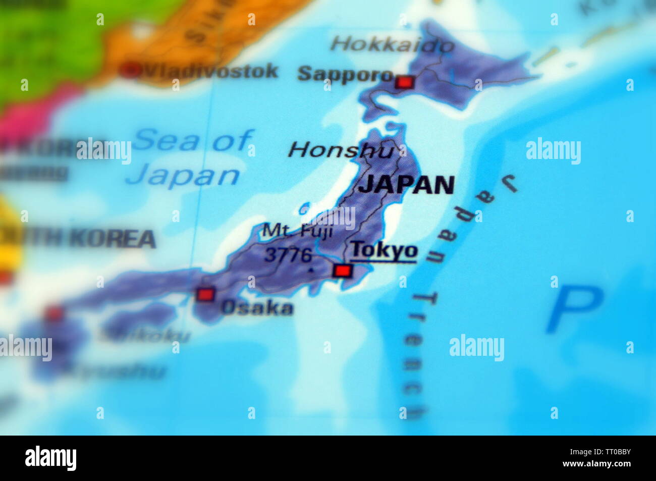 Country of Japan on a map Stock Photo - Alamy
