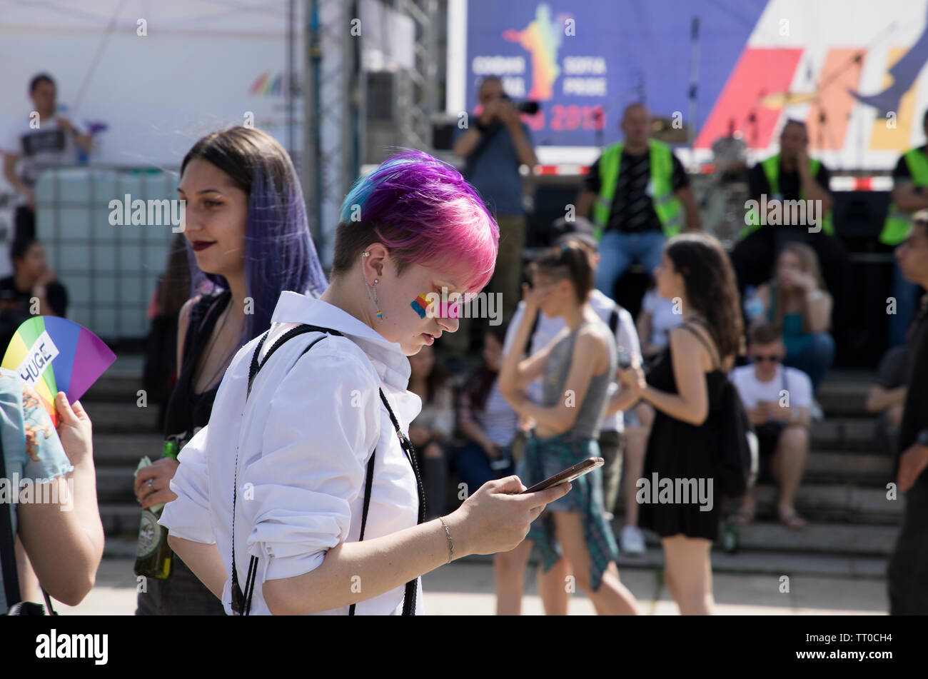 Sofia, Bulgaria - June 08, 2019: Sofia Pride is the biggest annual event dedicated to the ...