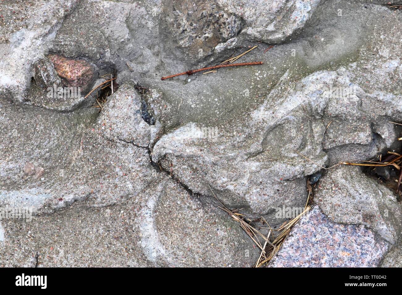 Close up view on fluid cement floors found at the coastline of the ...