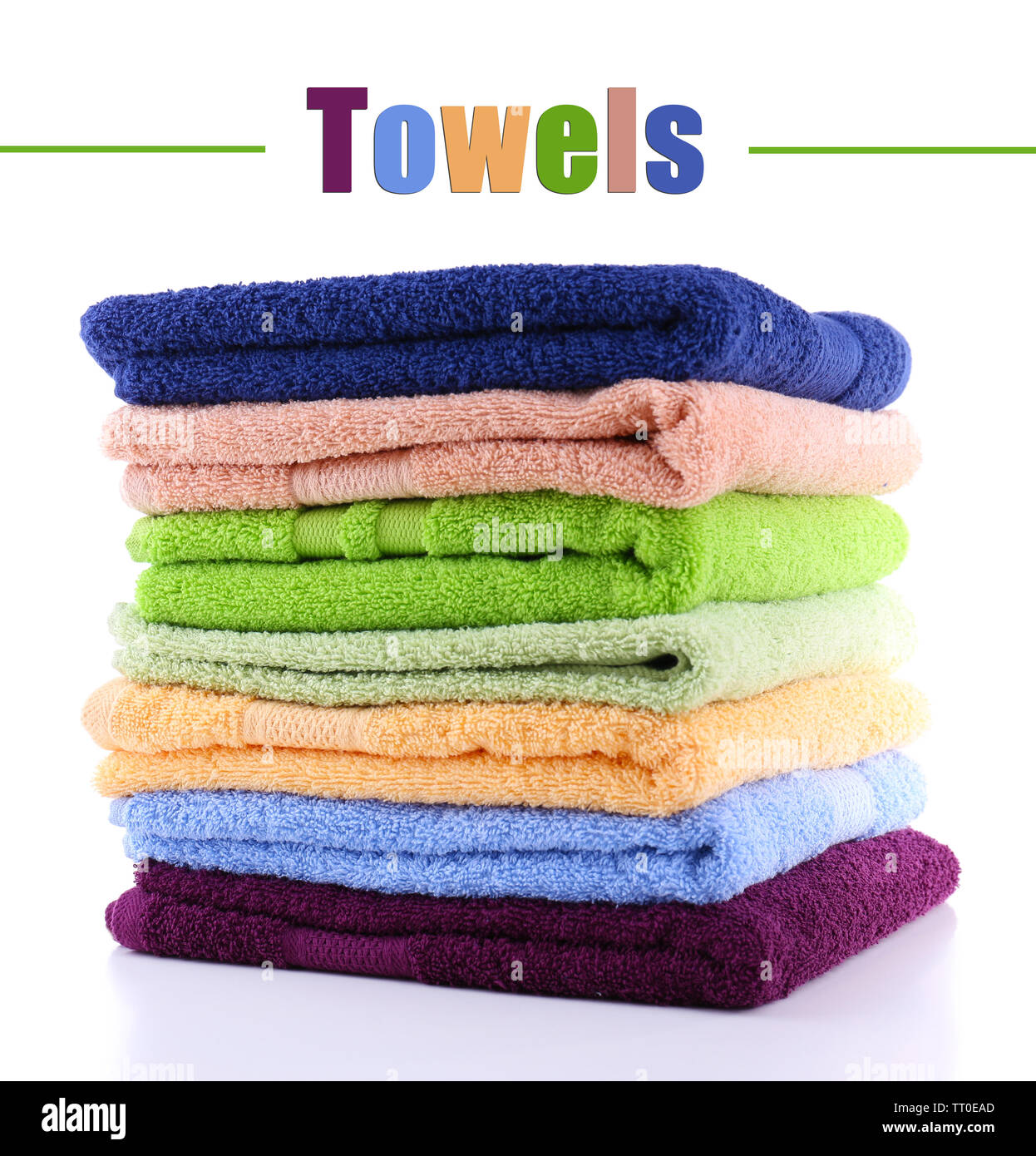 Colorful towels isolated on white Stock Photo - Alamy