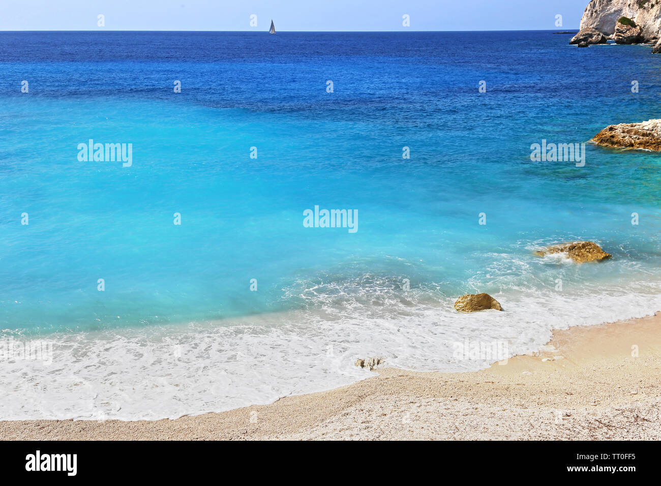 landscape of Erimitis beach at Paxos Ionian islands Greece Stock Photo ...