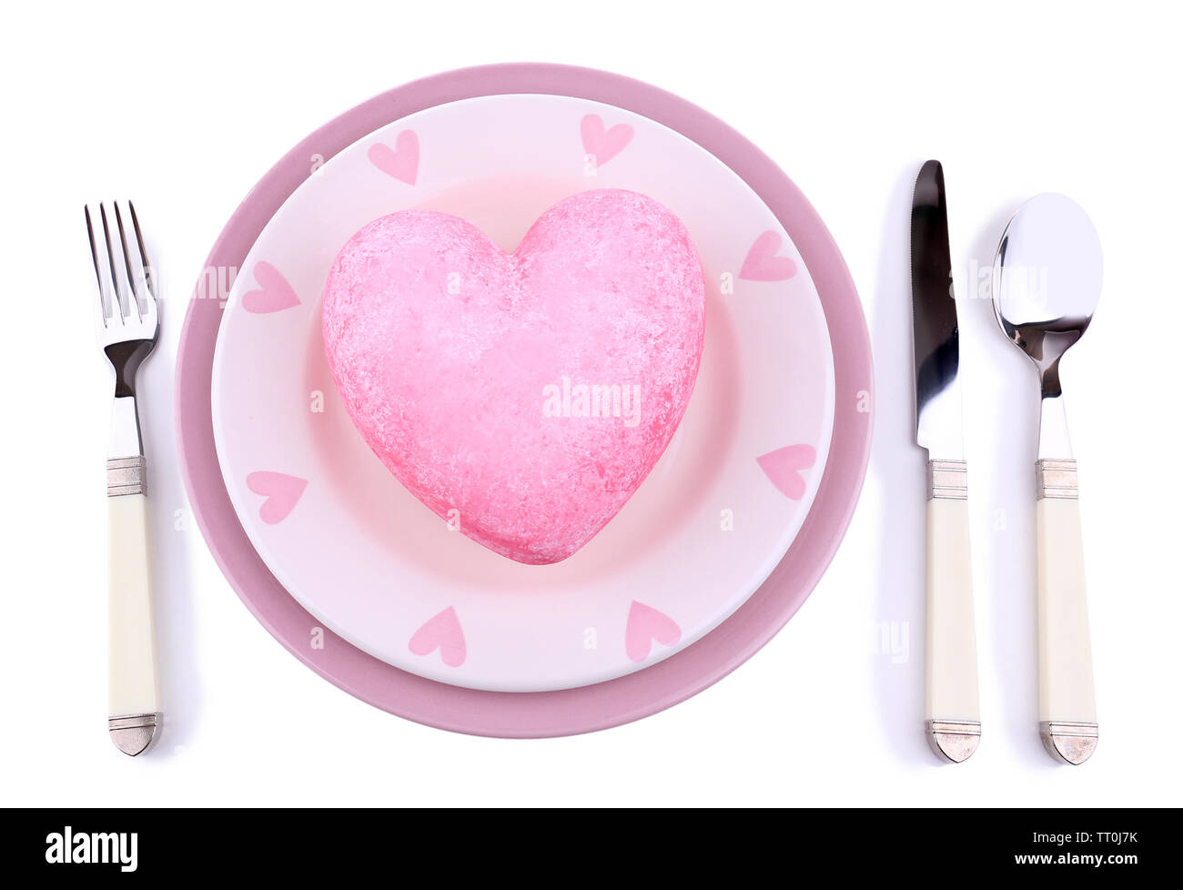 Heart on plate, isolated on white Stock Photo - Alamy