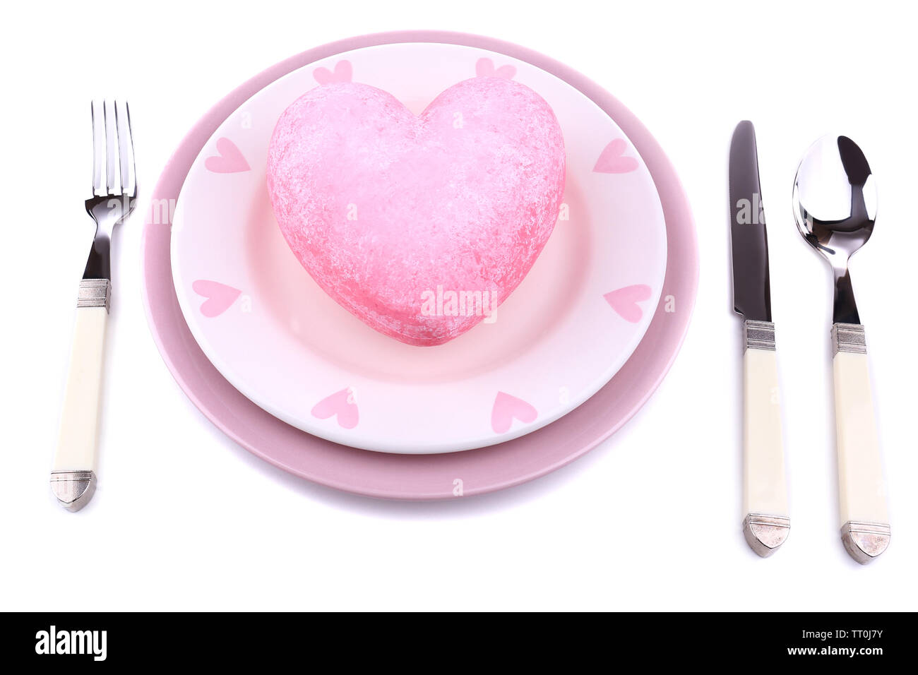 Heart on plate, isolated on white Stock Photo - Alamy