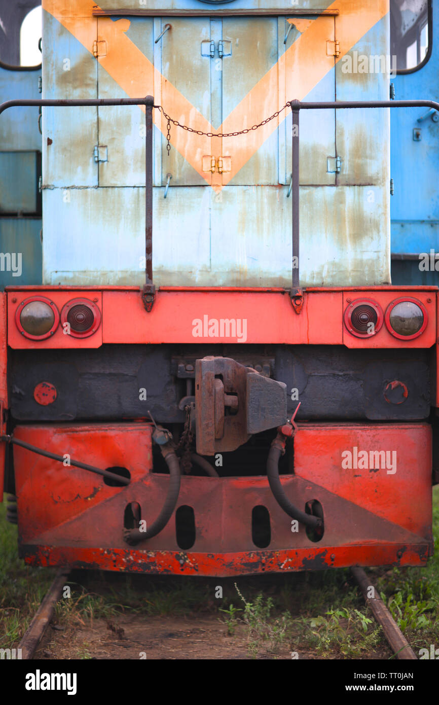 Front view of diesel shunting locomotives in commercial port Stock ...