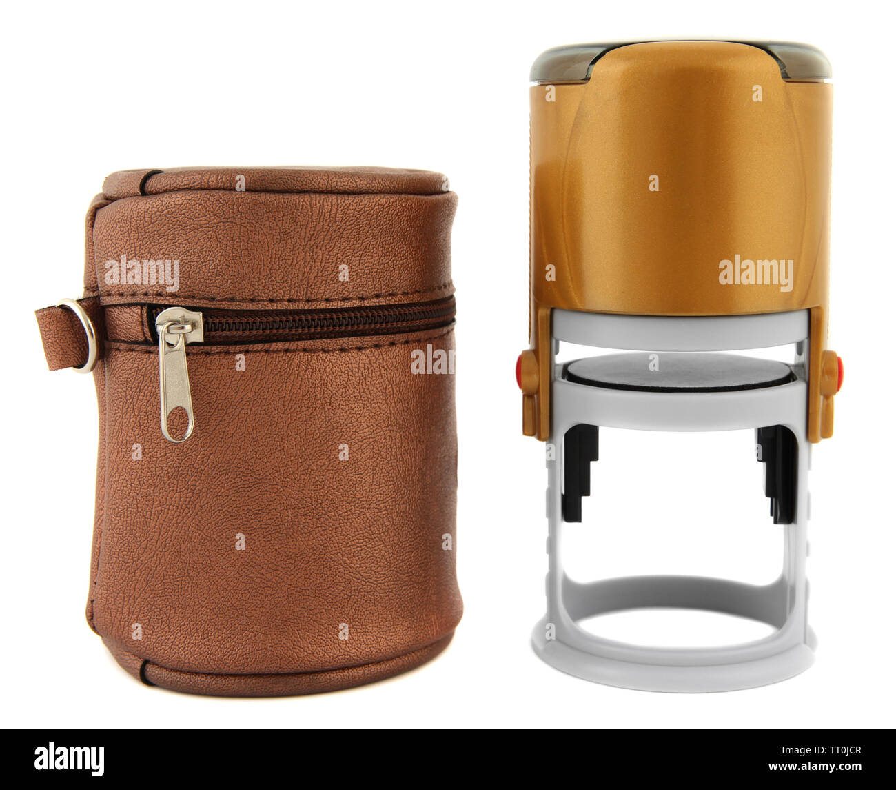 Stamp and case isolated on white Stock Photo - Alamy