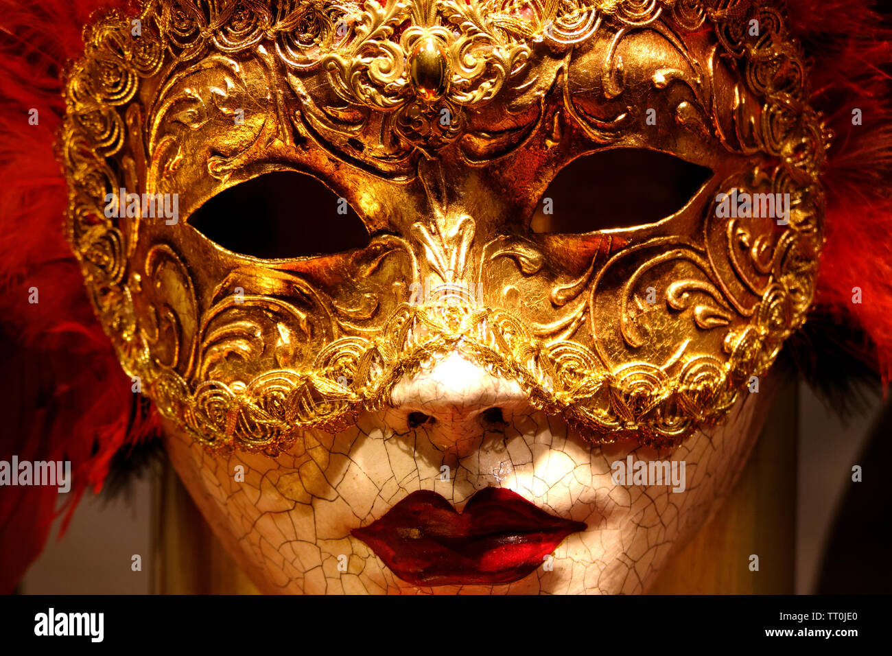 Carnival Mask in shop window, Munich, Upper Bavaria, Germany, Europe ...