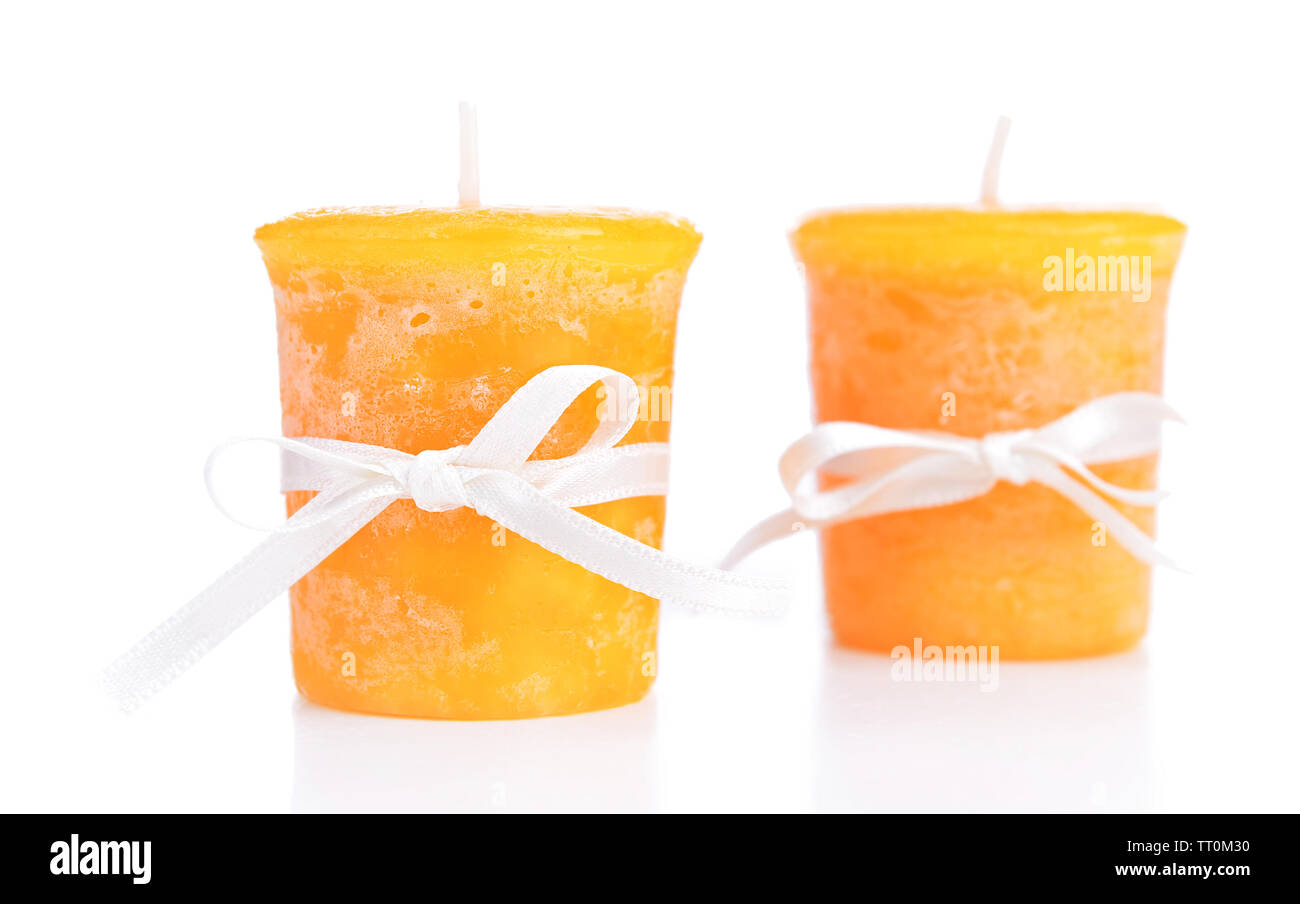 Candle isolated on white Stock Photo - Alamy
