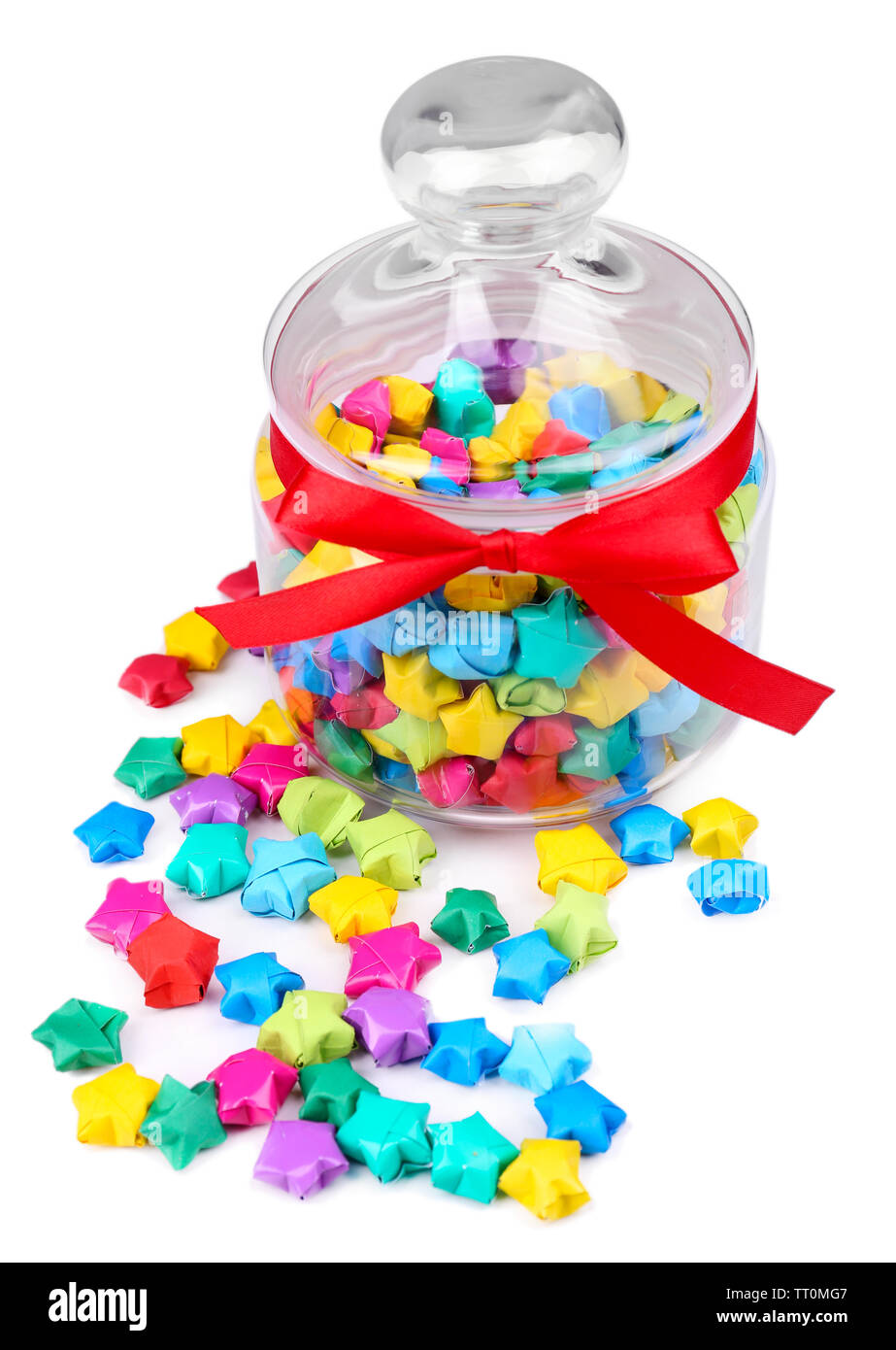 Paper stars with dreams in jar isolated on white Stock Photo - Alamy