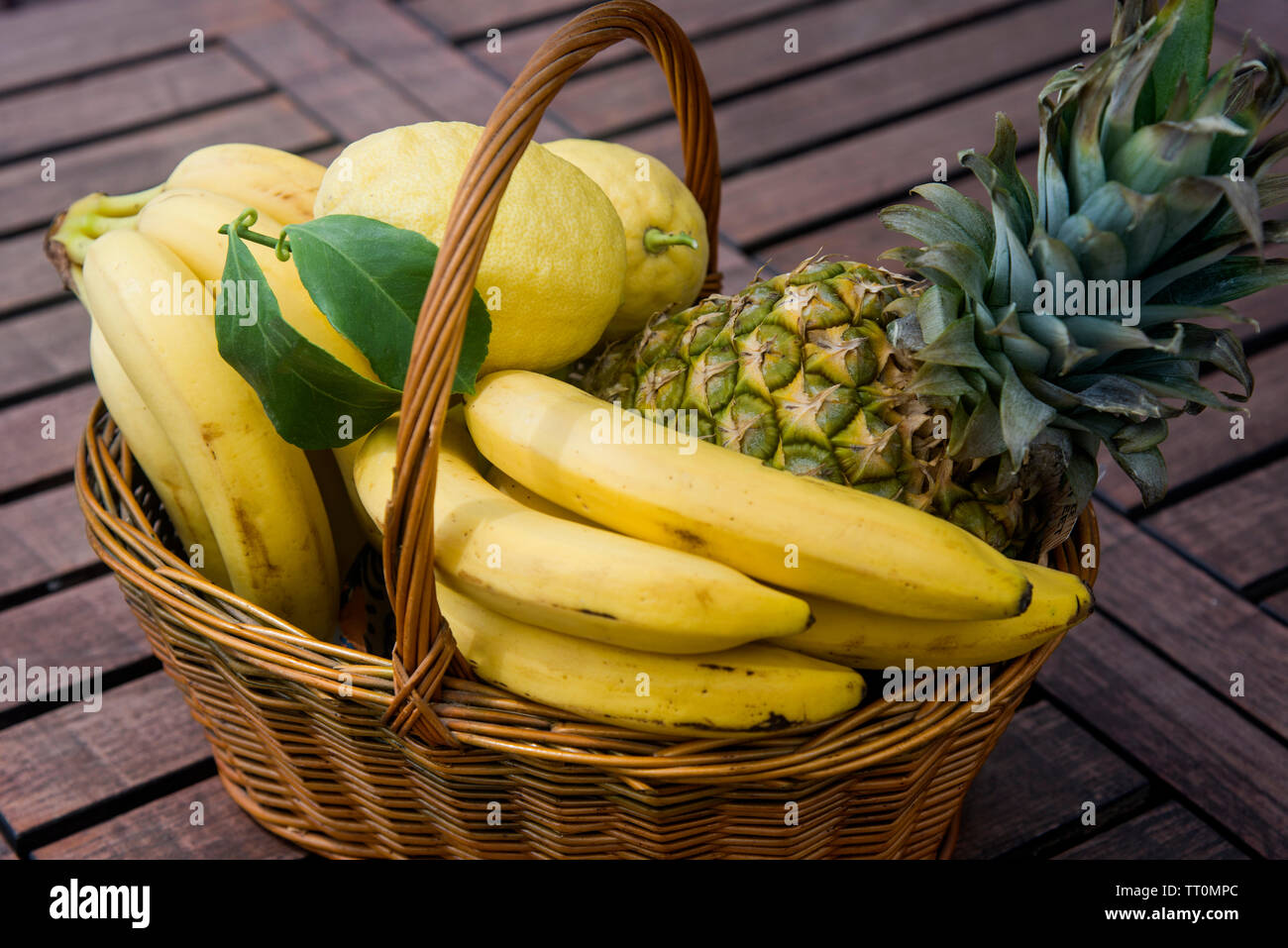 basket with tropical fruits Stock Photo - Alamy