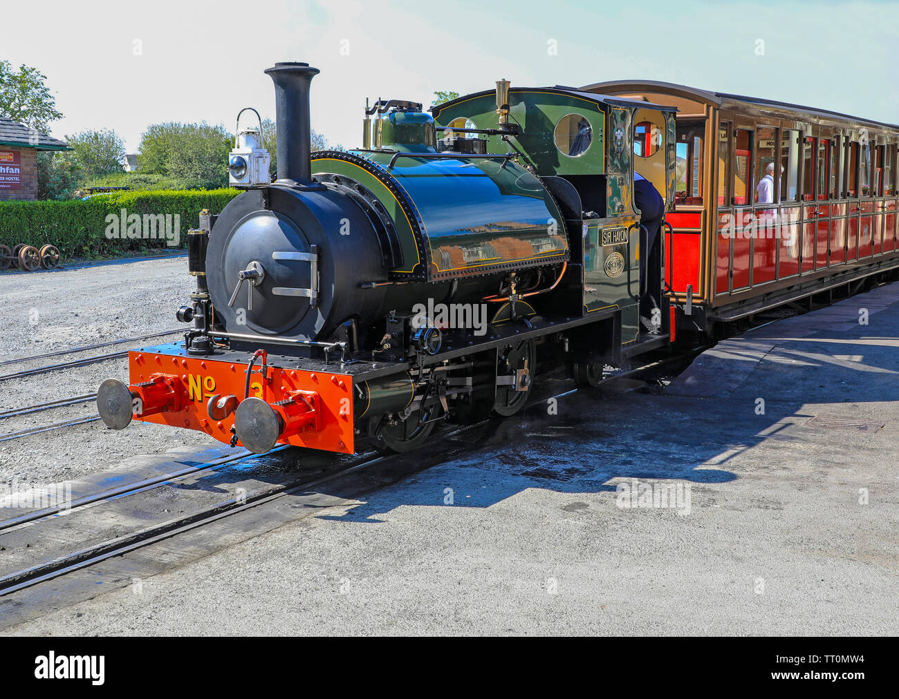 Steam engine number 3, Sir Haydn at Tywyn station on the Talyllyn ...