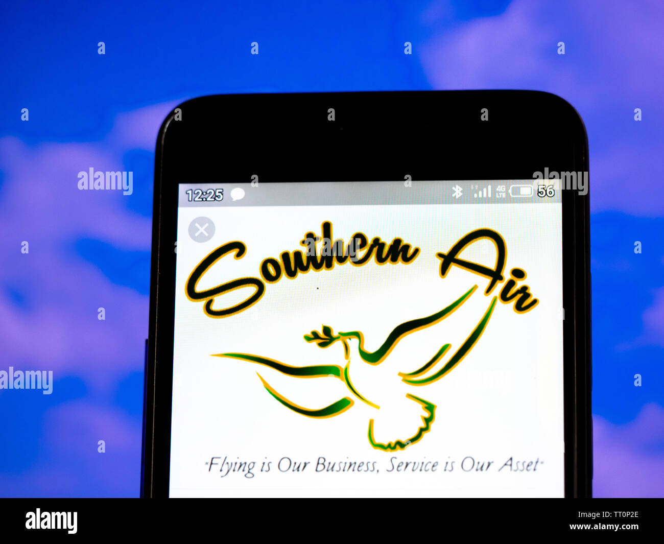 In this photo illustration the Southern Air logo is seen displayed on a ...