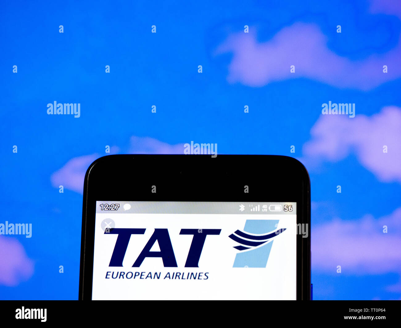 In this photo illustration the TAT European Airlines logo is seen ...