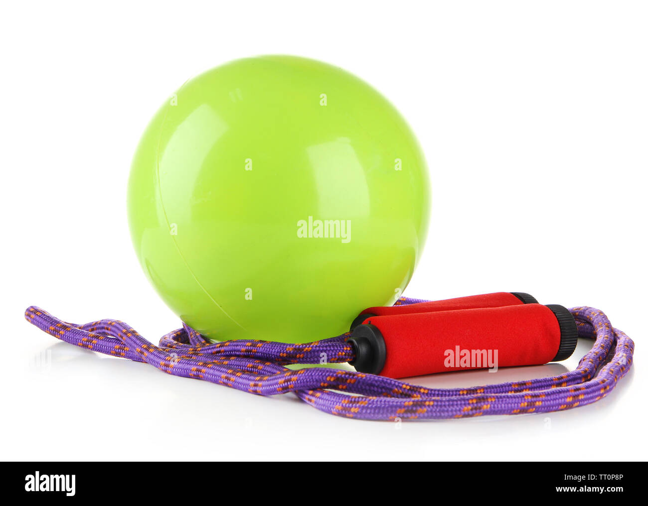Bright green ball and rope isolated on white Stock Photo - Alamy