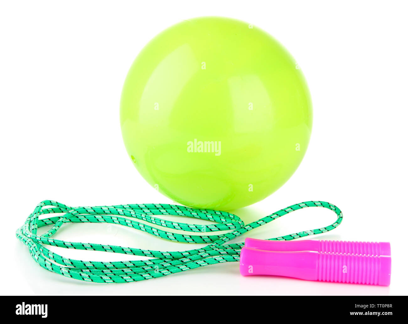 Bright green ball and rope isolated on white Stock Photo - Alamy