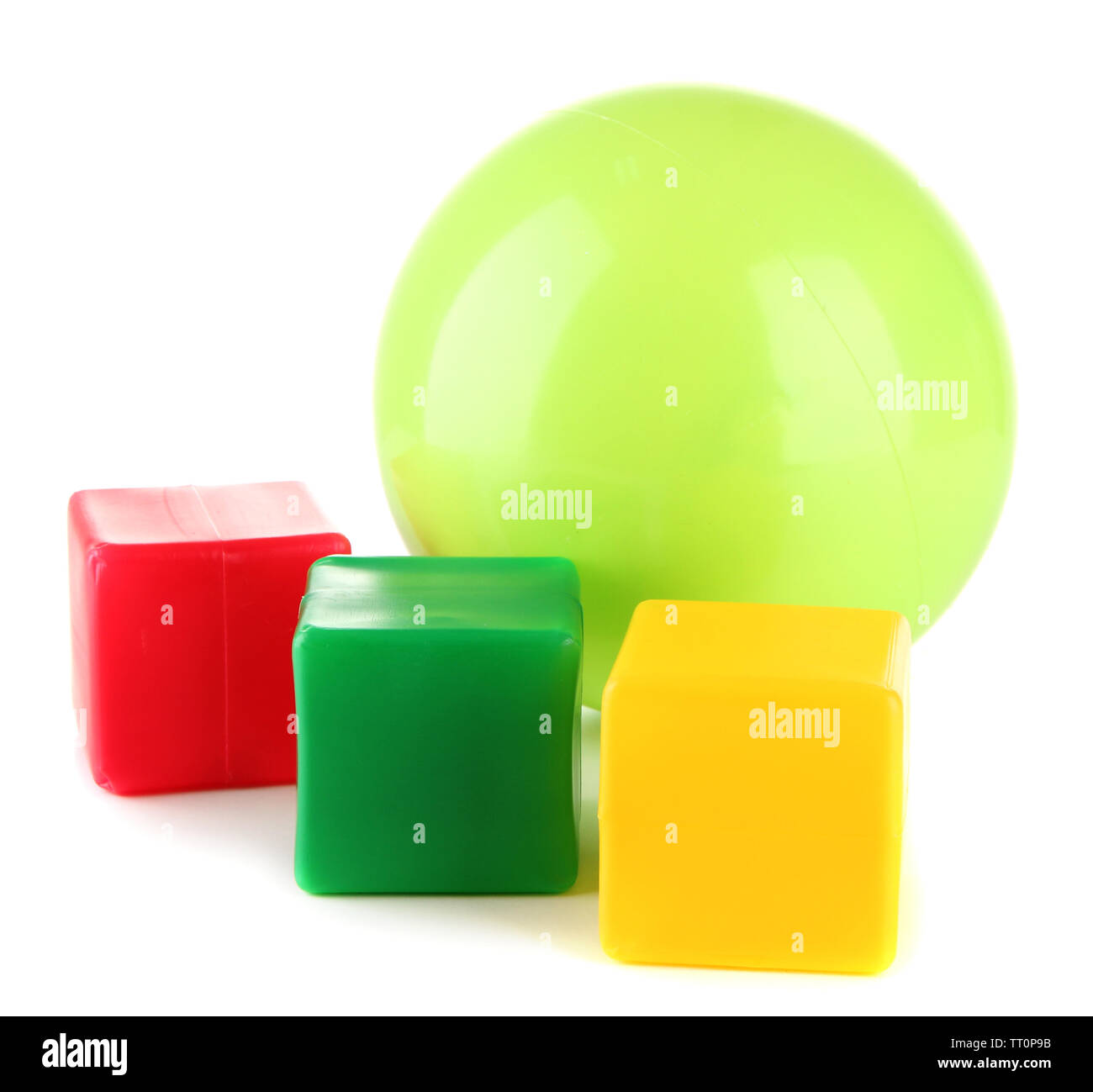 Bright ball and colorful cubes isolated on white Stock Photo - Alamy