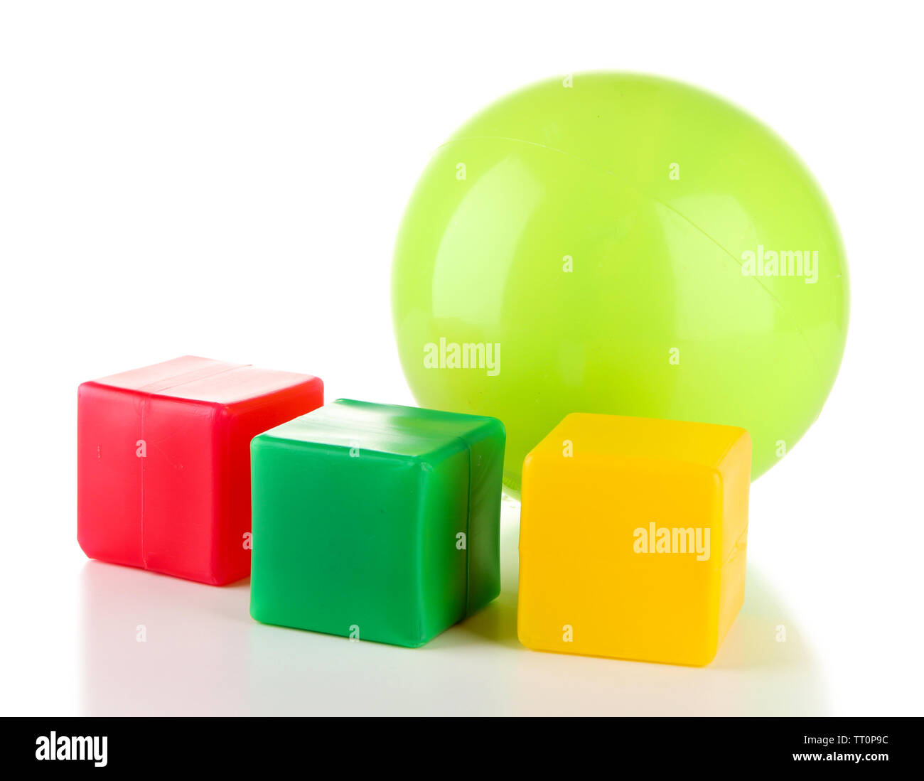 Bright ball and colorful cubes isolated on white Stock Photo - Alamy