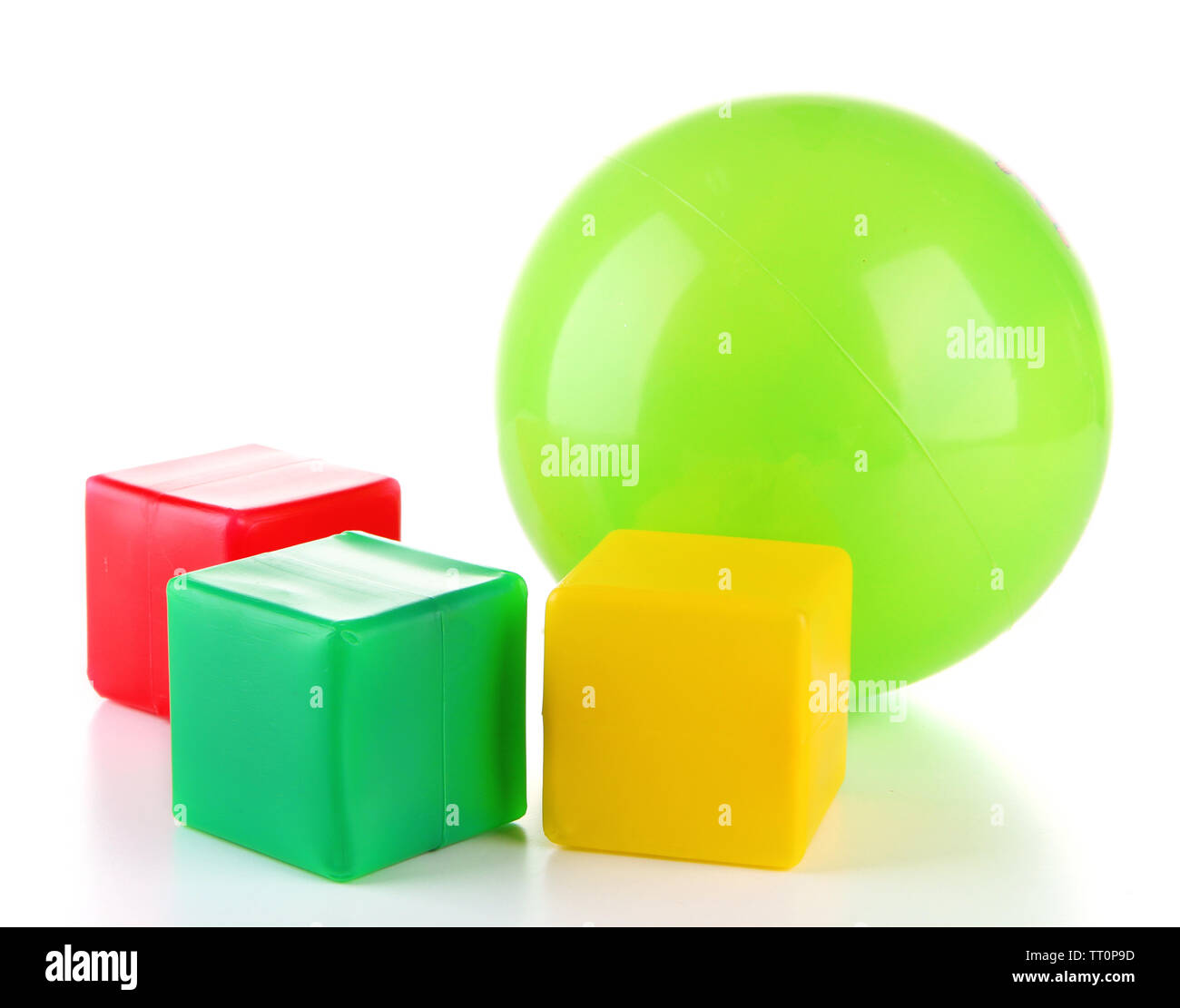 Bright ball and colorful cubes isolated on white Stock Photo - Alamy