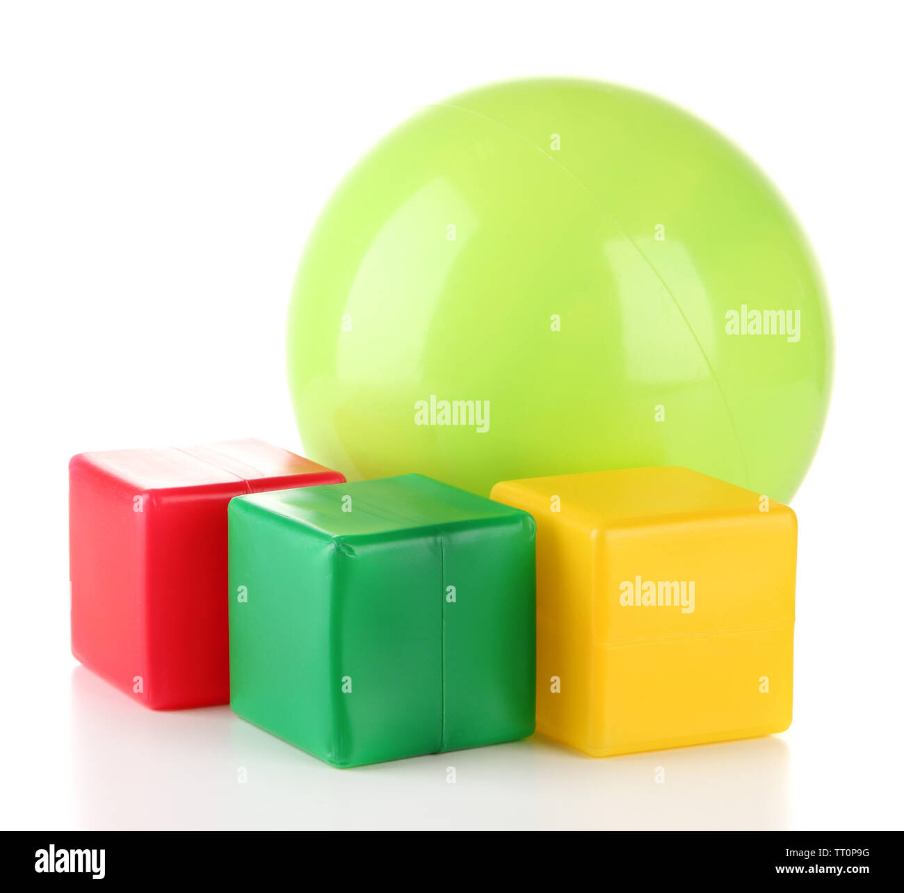 Bright ball and colorful cubes isolated on white Stock Photo - Alamy