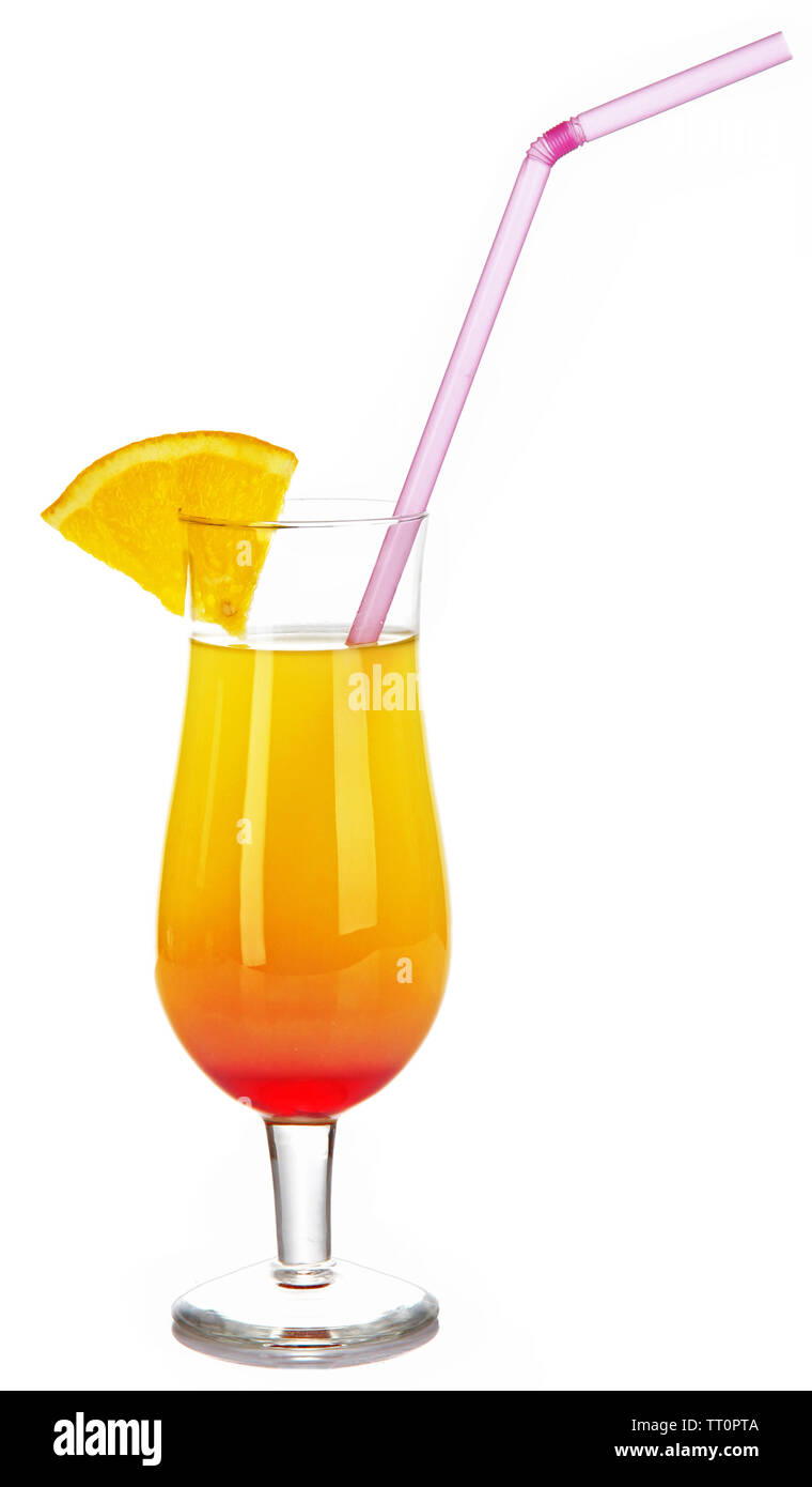 Glass of tasty cocktail isolated on white Stock Photo - Alamy
