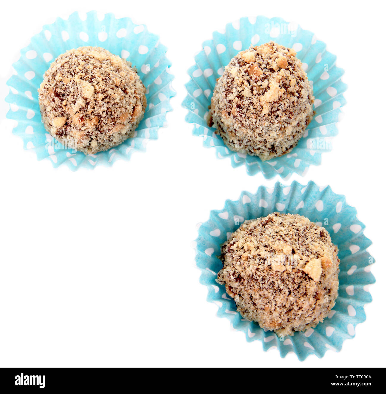 Chocolate candies with chopped biscuit, isolated on white Stock Photo ...