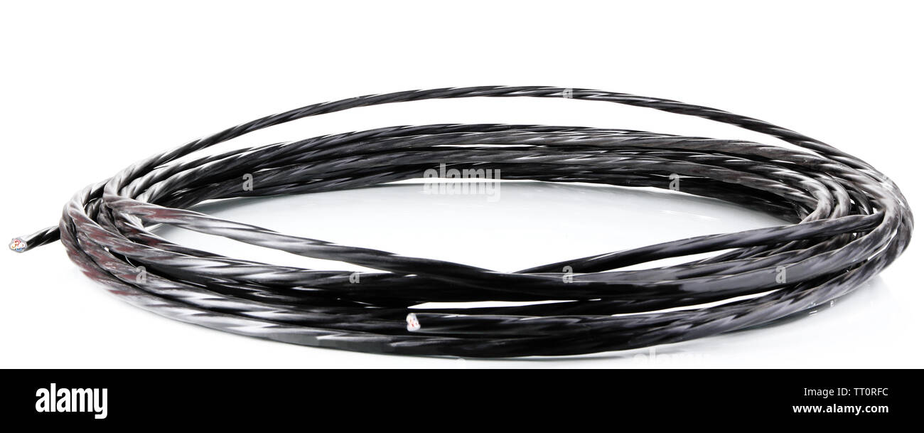Black cable isolated on white Stock Photo - Alamy