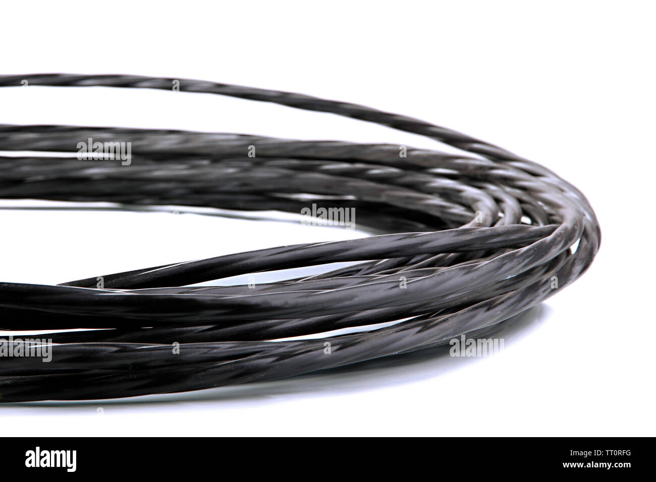 Black cable close-up isolated on white Stock Photo - Alamy
