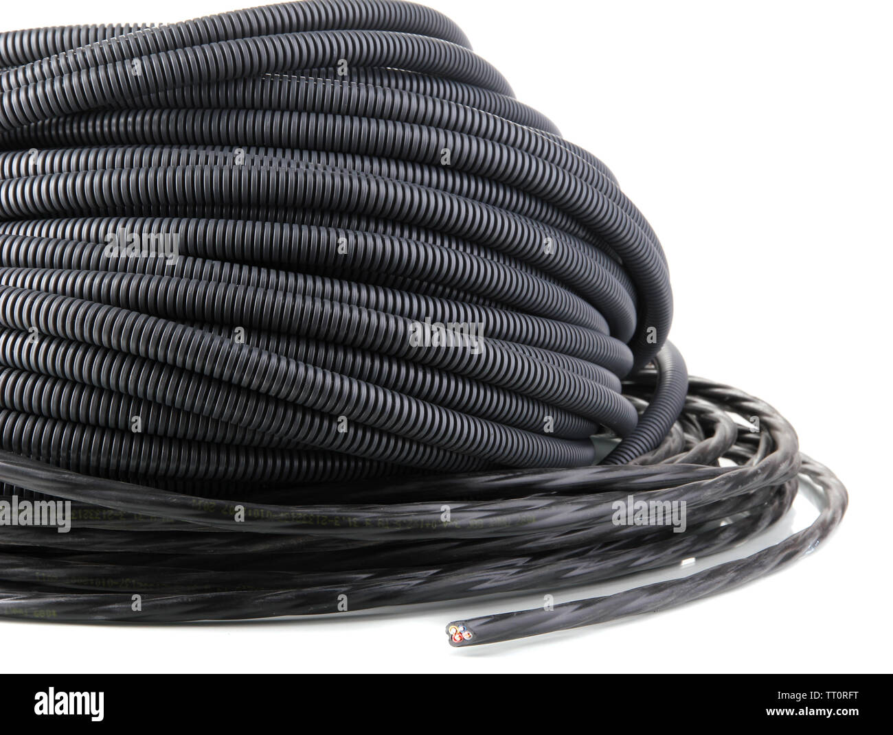Black cable isolated on white Stock Photo - Alamy