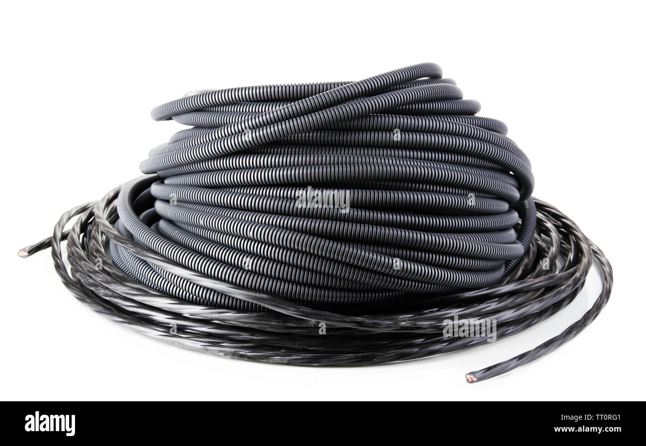 Black cable isolated on white Stock Photo - Alamy